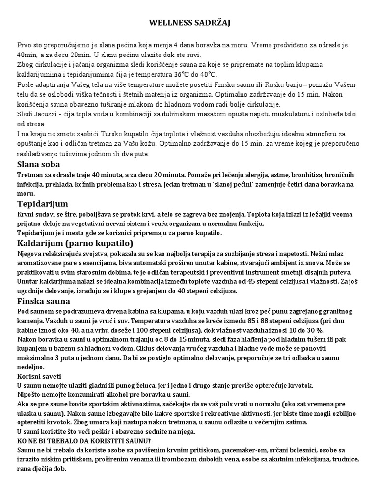 WELLNESS SADRzAJ | PDF