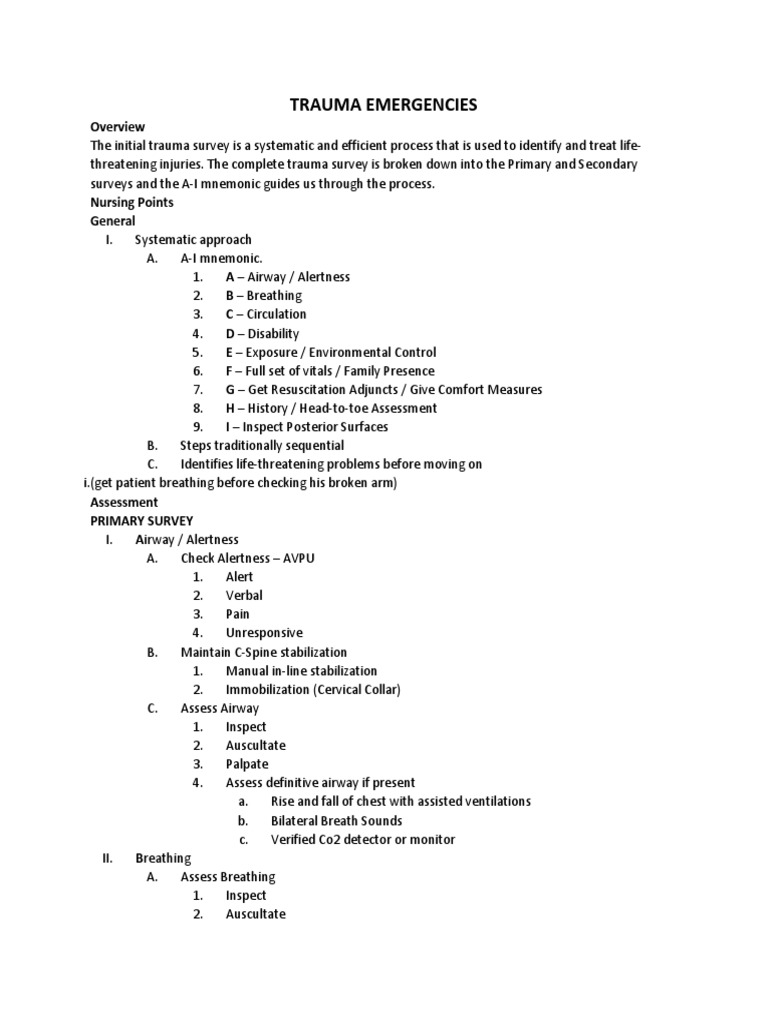 TRAUMA SURVEY REVIEWER | PDF