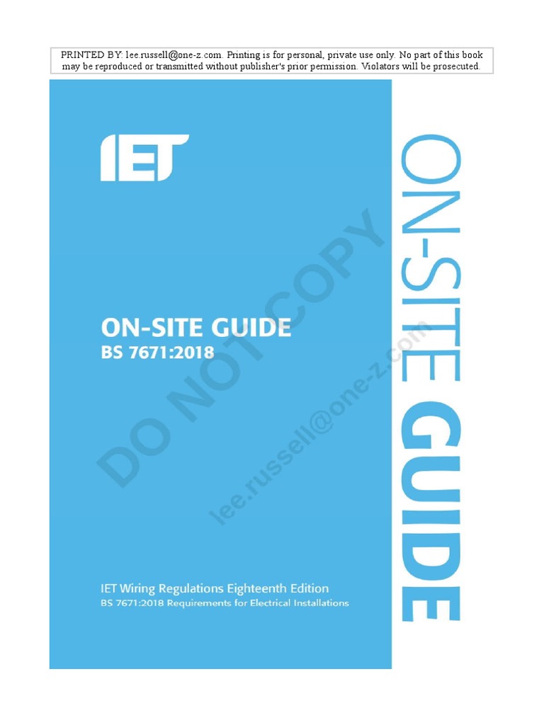 BS 7671 On-Site Guidance 2018 - Optimized | PDF