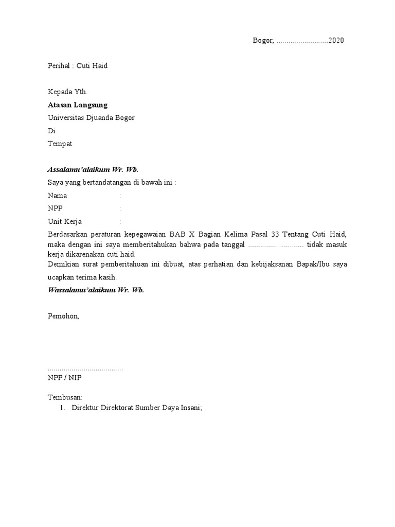 Format Cuti Haid | PDF