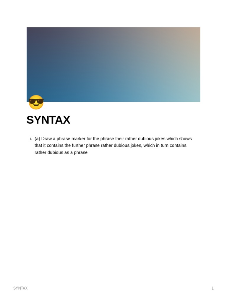 SYNTAX | Download Free PDF | Verb | Phrase