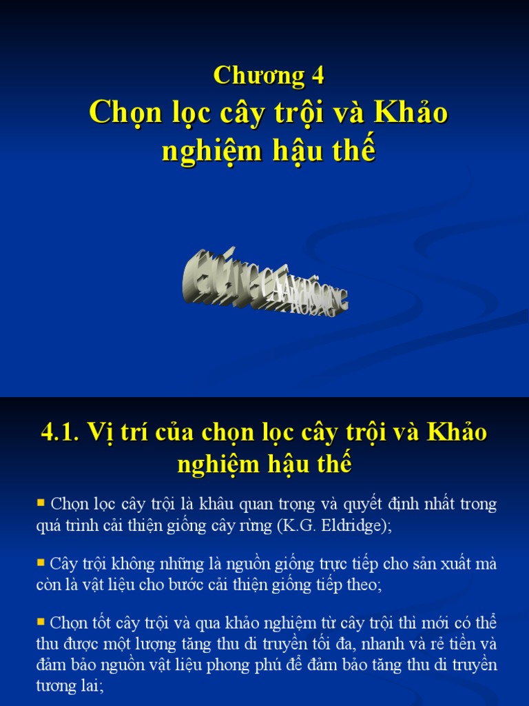 Chuong 4 - Chon Loc Cay Troi Va Khao Nghiem Hau The | PDF