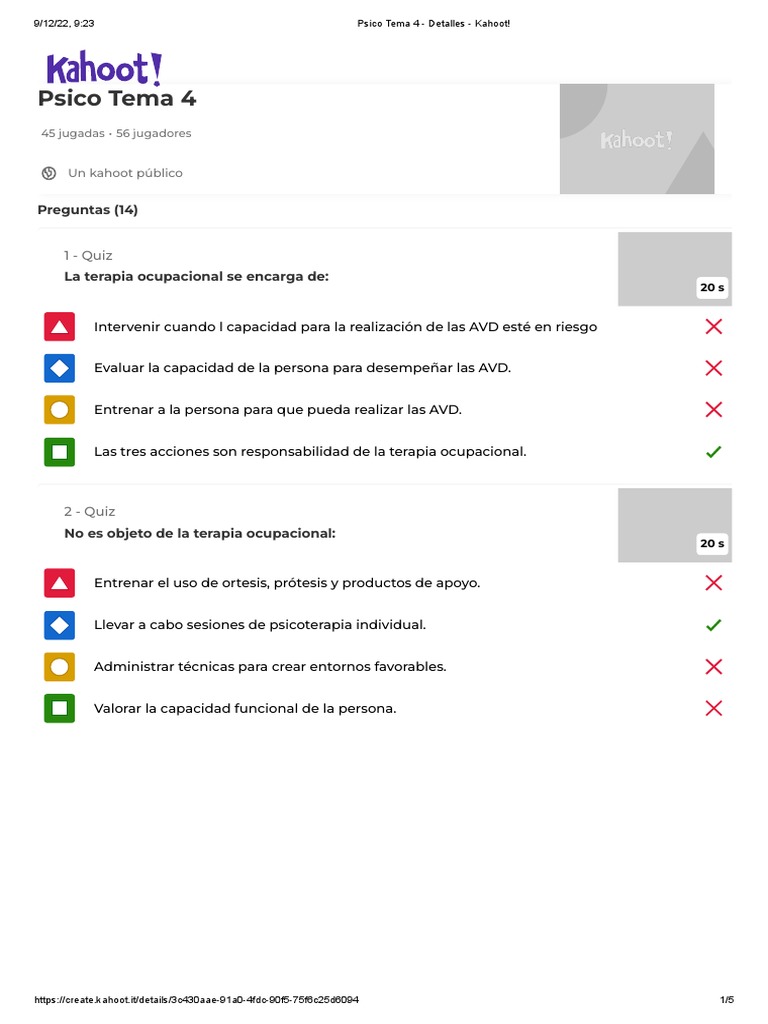 Psico Tema 4 - Cuestionario | PDF | Terapia ocupacional | Ciencia cognitiva