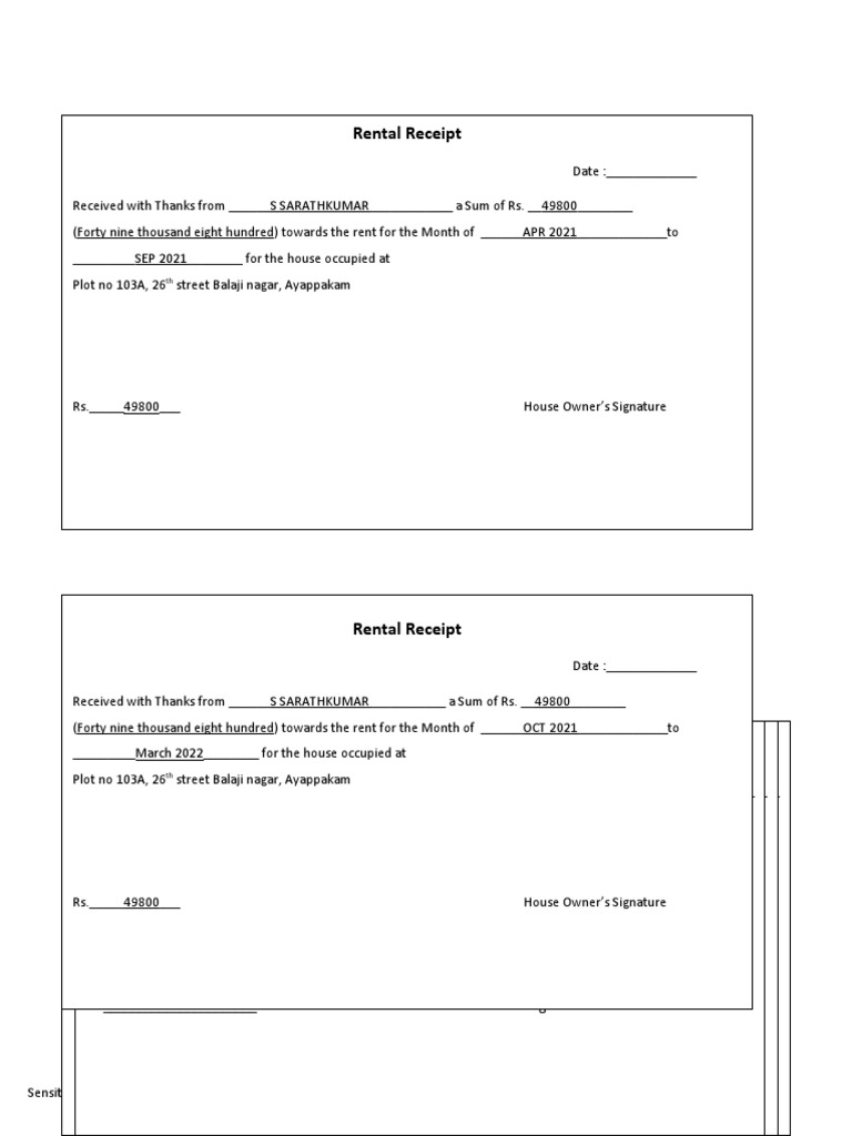 Rental Receipt | PDF | Business Process | Renting