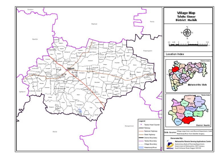Sinnar Taluka Map with Villages | PDF | Remote Sensing