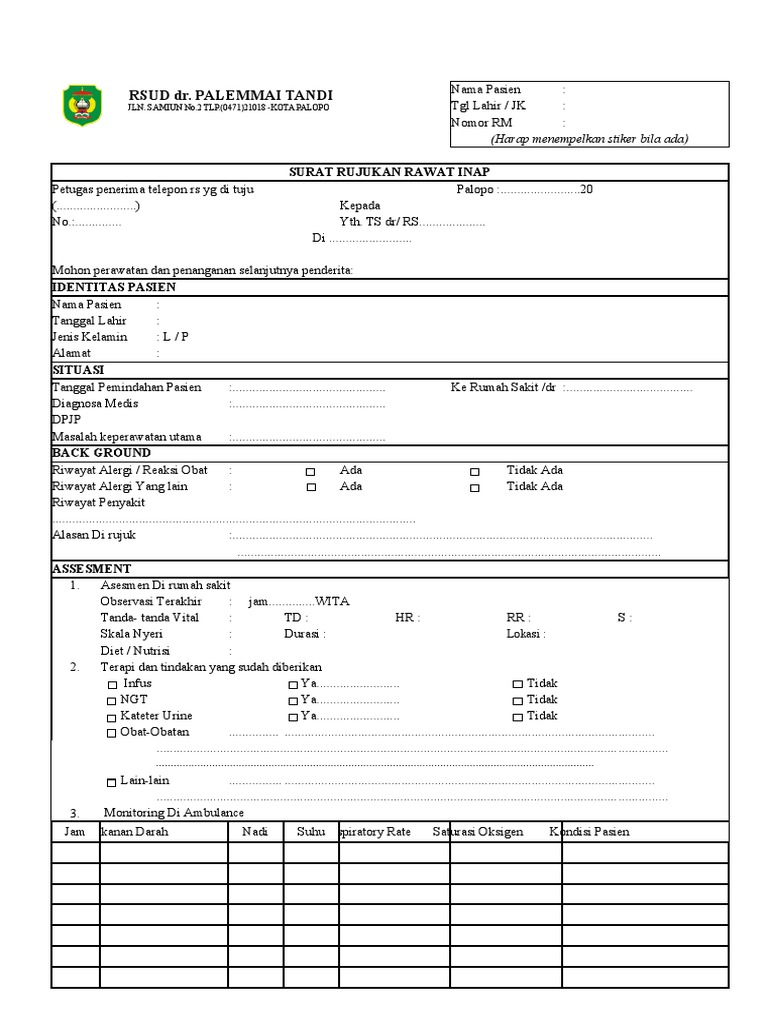 Surat Rujukan Rawat Inap | PDF
