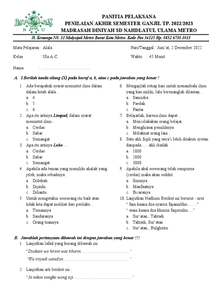 Soal Alala Madin | PDF