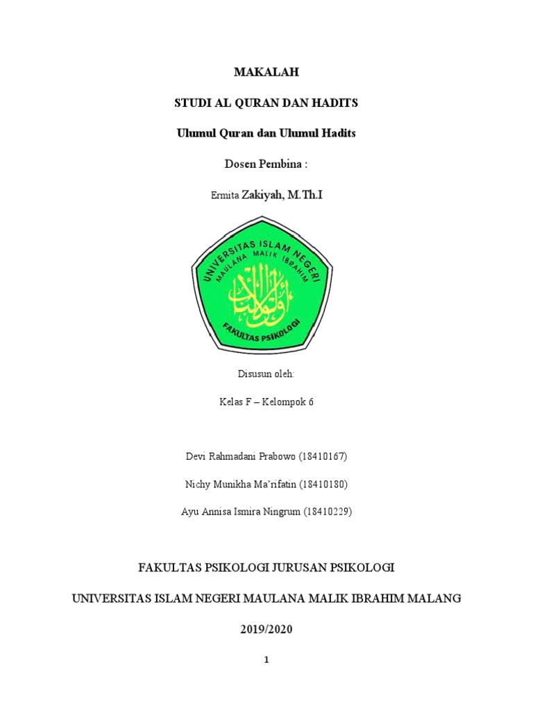 Makalah Ulumul Quran Dan Hadits | PDF