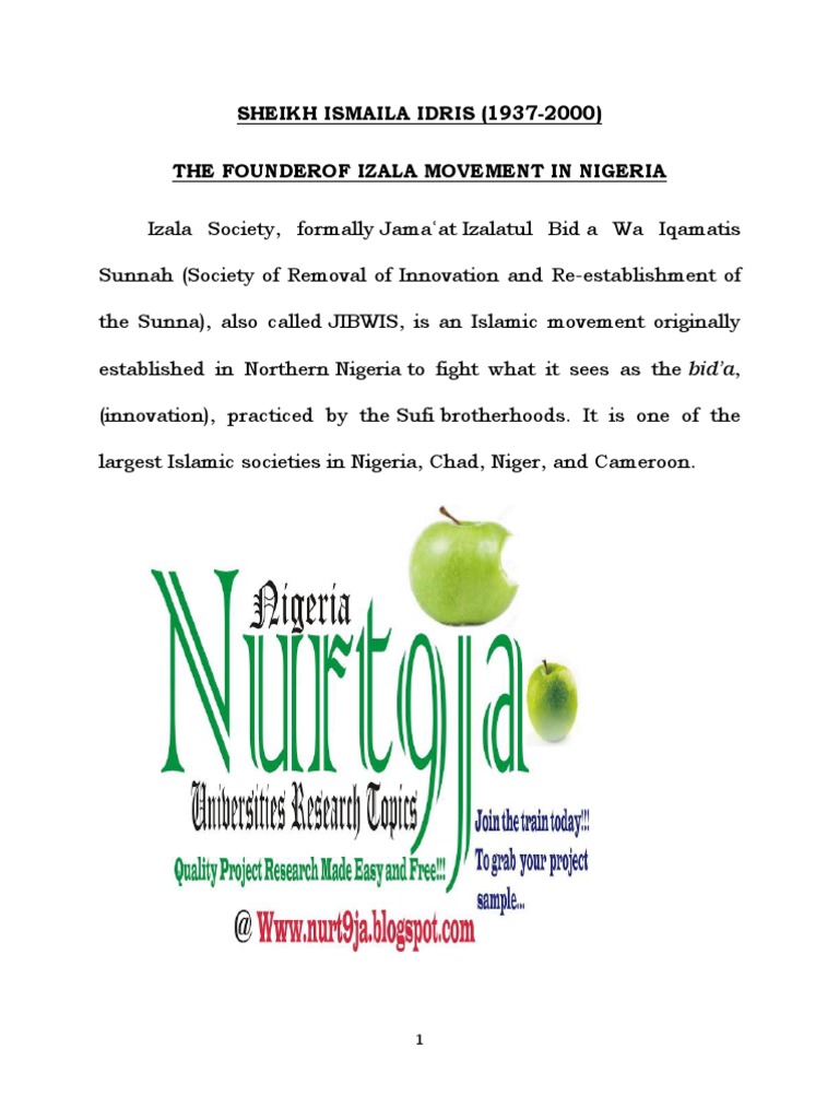 The Founding Father of Izala: Sheikh Ismaila Idris and his ...