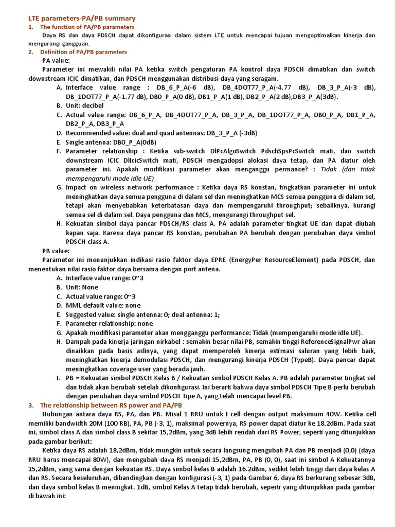 Ringkasan Parameter PA/PB dalam LTE | PDF | Sains & Matematika | Komputer