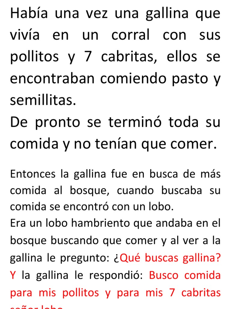 Cuento La Gallina | PDF