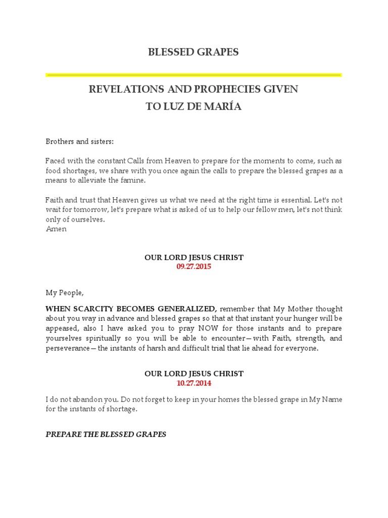 Blessed Grapes - Luz - de - Maria | PDF | Mary, Mother Of Jesus | Grape