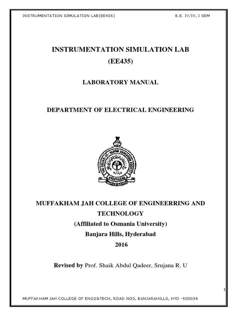 EE Lab Manual for Students | PDF | Electrical Network | Matlab