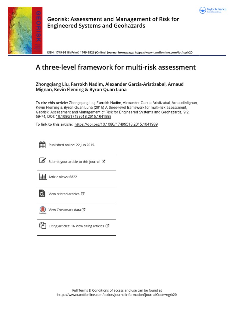 A Three Level Framework For Multi Risk Assessment | PDF | Hazards | Risk
