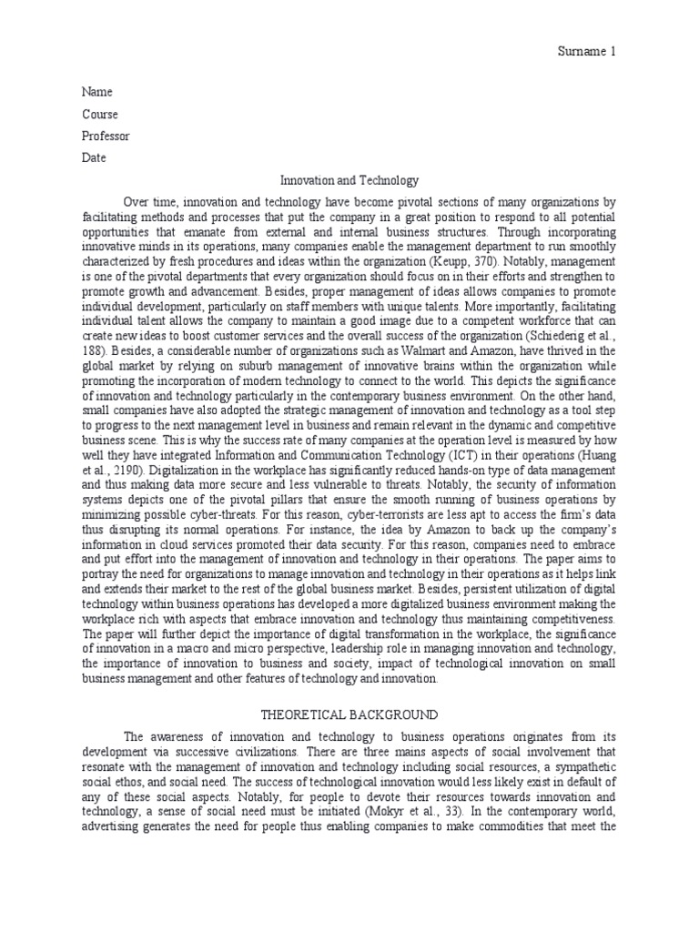 Managing Innovation and Technology in Business | PDF | Innovation ...