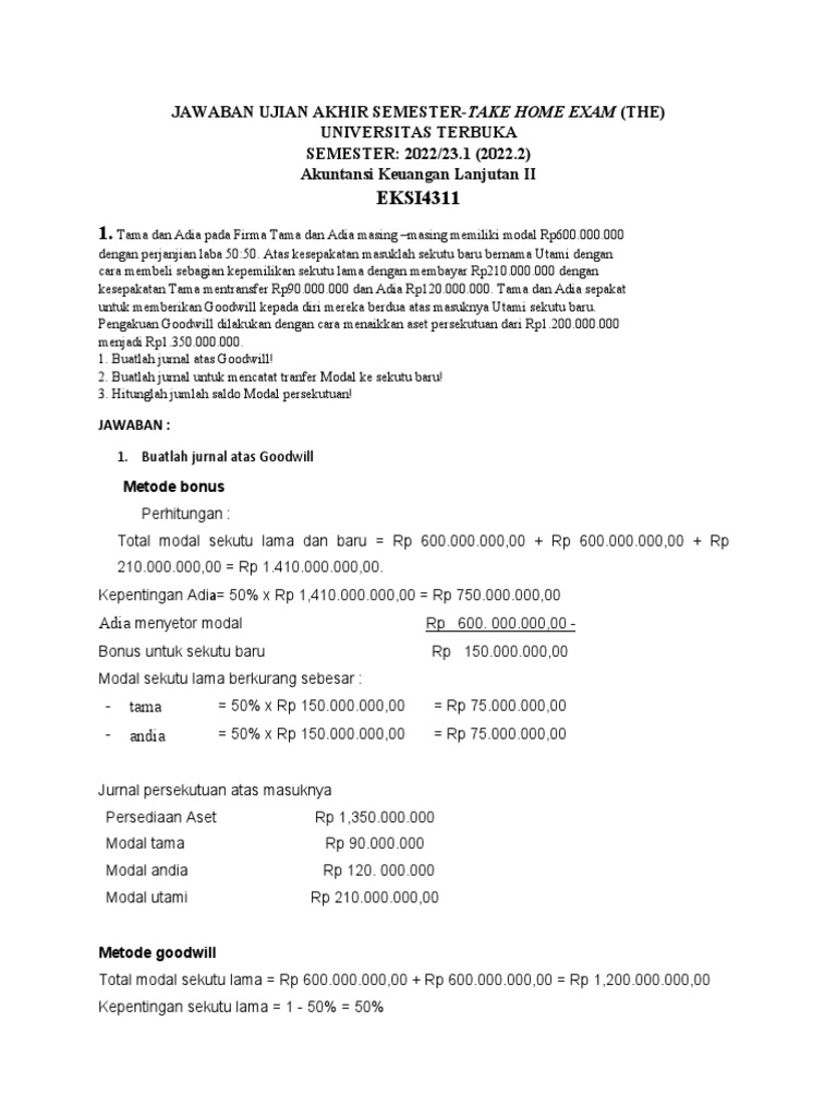 Jurnal Goodwill dan Modal Persekutuan | PDF