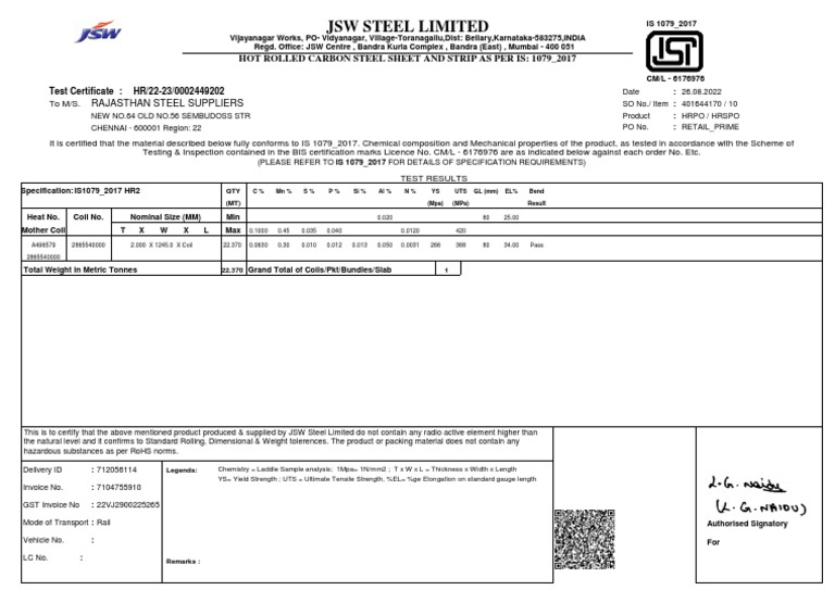 JSW Steel Limited | PDF | Steel | Building Materials