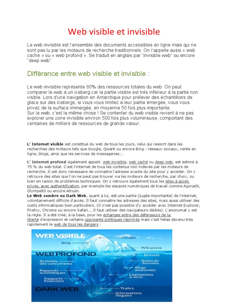 Comprendre le web visible et invisible | PDF | Internet | Internet et Web