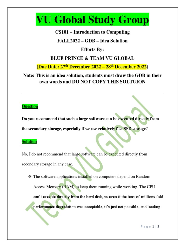 Cs101 Fall2022 Gdb Solution By Team Vu Global Pdf