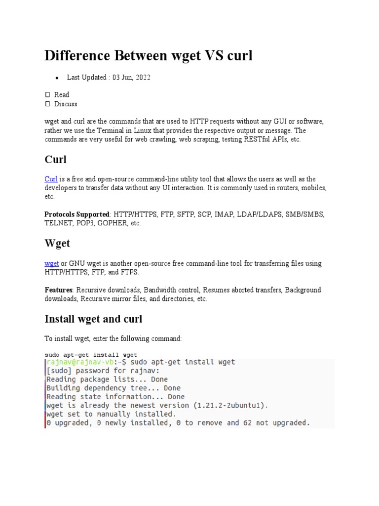 Curl, Wget | PDF | Utility Software | Unix Software