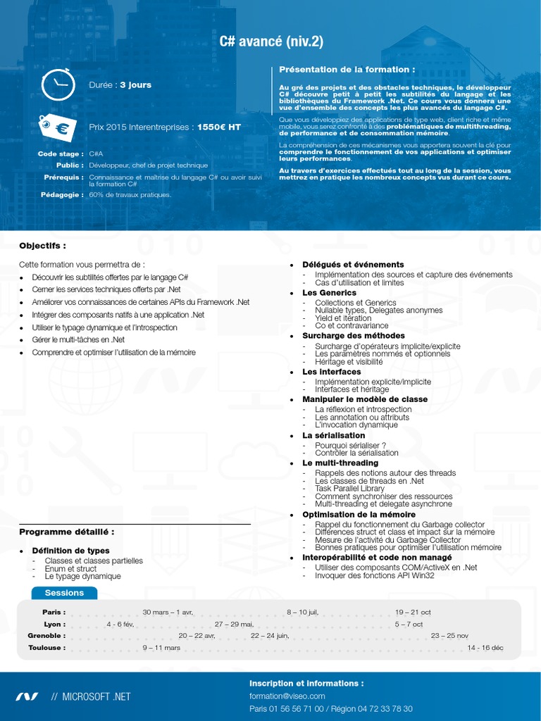 Formation Viseo C Avance Niv 2 | PDF | C# (Langage de programmation ...
