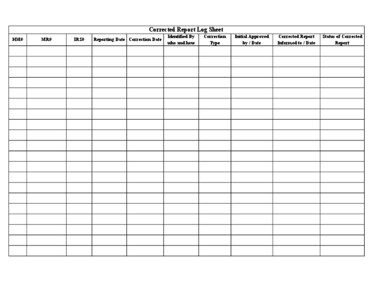 Corrected Report Log Sheet | PDF