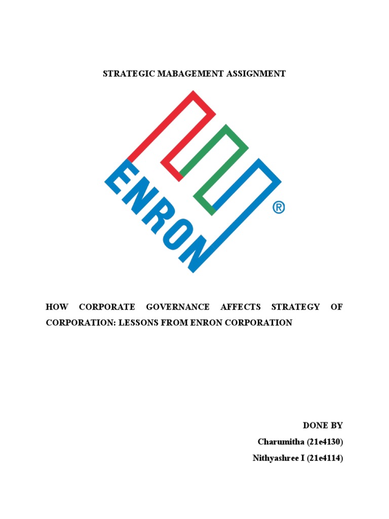 Lessons From Enron On Corporate Governance Pdf Enron Stocks