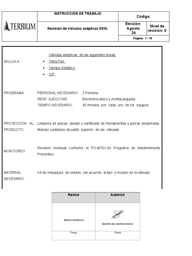 Instruccion de Trabajo ESSI. | PDF