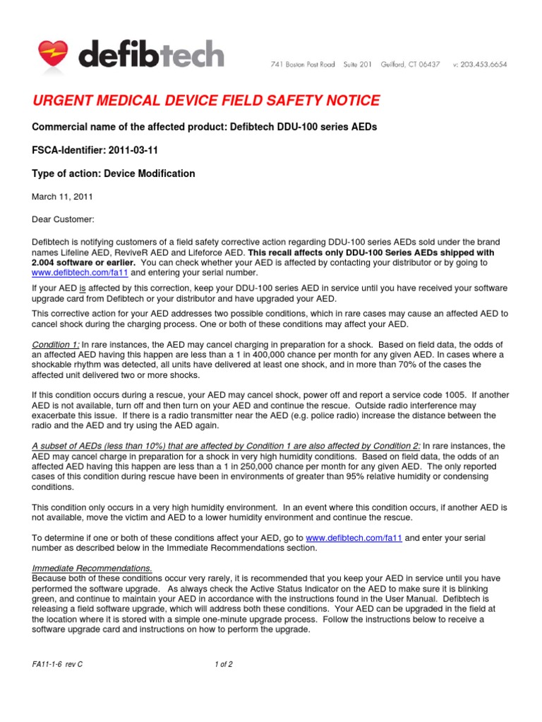 Urgent Medical Device Field Safety Notice | PDF | Humidity | Software