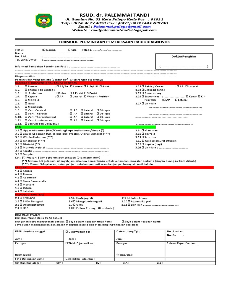 Formulir Permintaan Radiodiagnostik | PDF