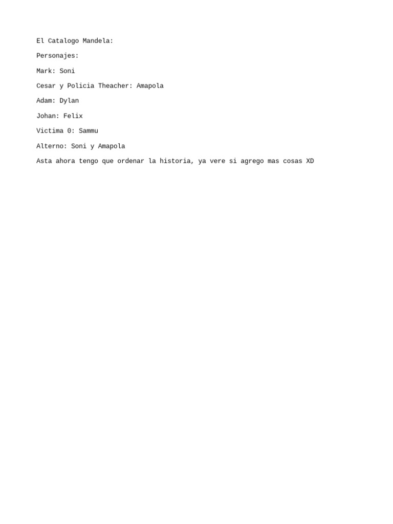 Guion para El Catalogo Mandela | PDF