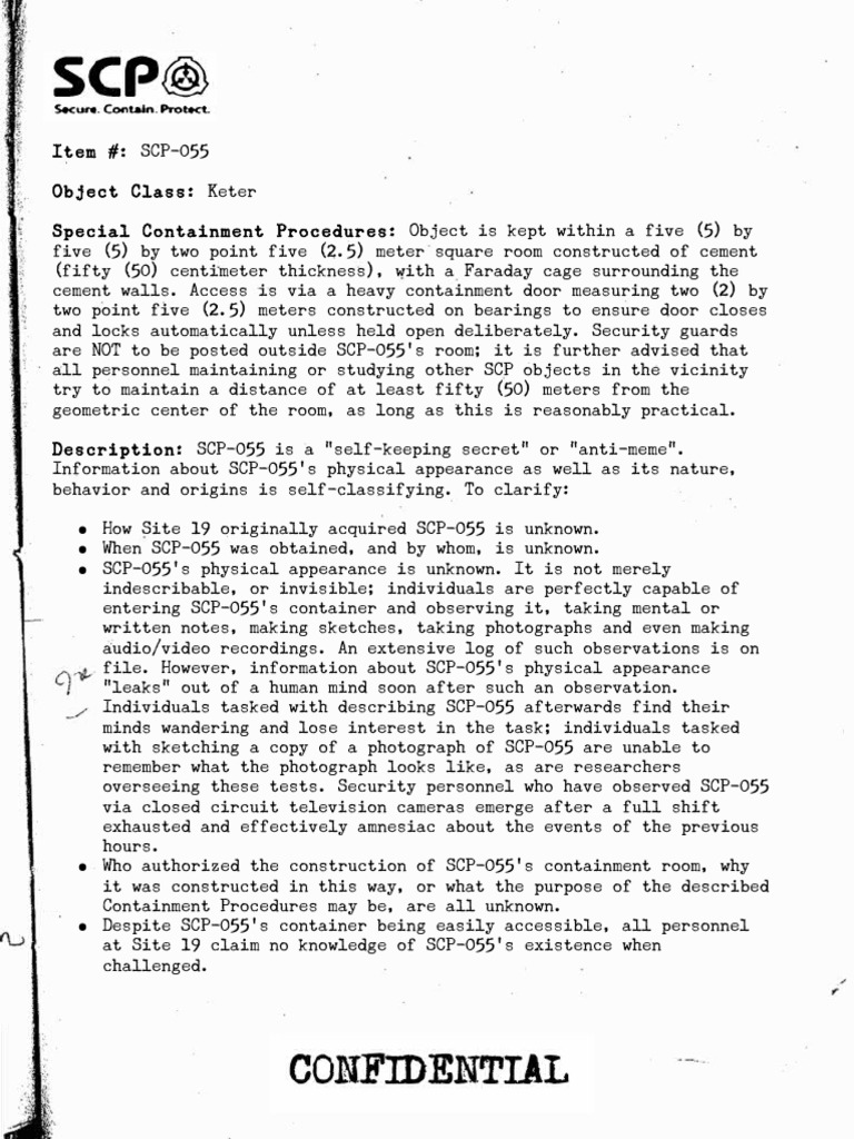 SCP 055 | PDF | Mind | Cognitive Science