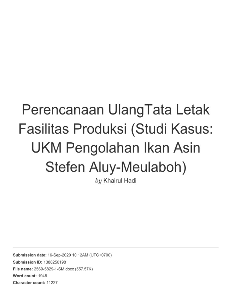 19% Perencanaan UlangTata Letak Fasilitas Produksi (Studi Kasus - UKM ...
