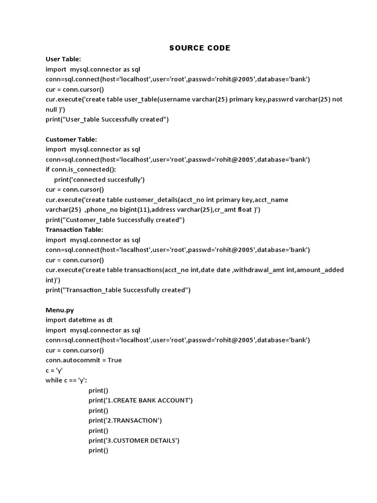 Code and Outputs | PDF | User (Computing) | Databases
