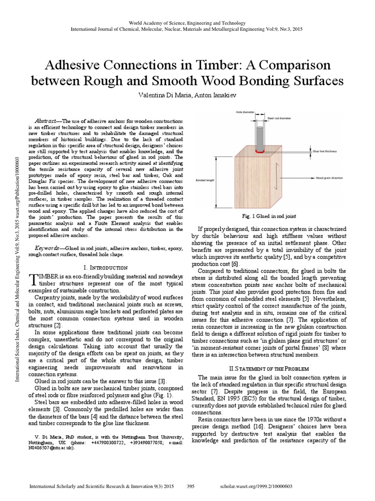 Adhesive Connections in Timber: A Comparison Between Rough and Smooth Wood Bonding Surfaces ...
