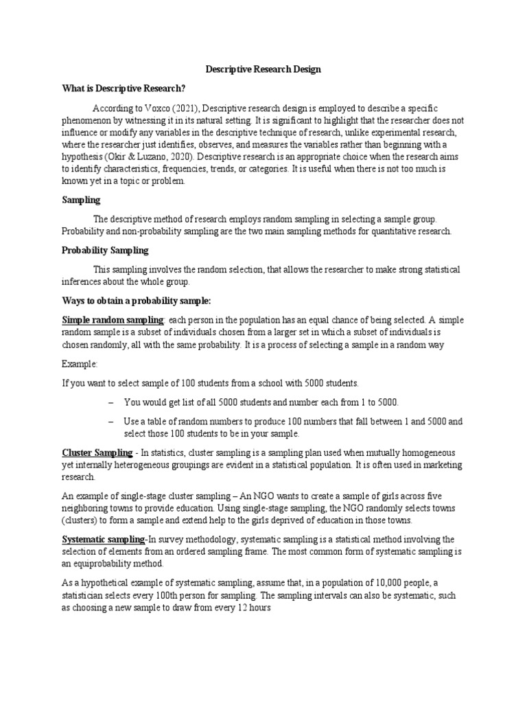 Descriptive HEHSzjjwiebcdxme | Download Free PDF | Sampling (Statistics) | Survey Methodology