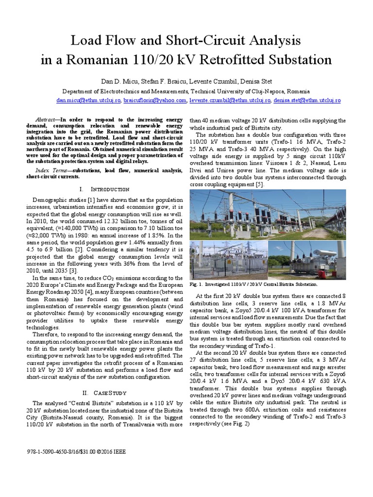 Load Flow and Short-Circuit Analysis in A Romanian 11020 KV Retrofitted ...