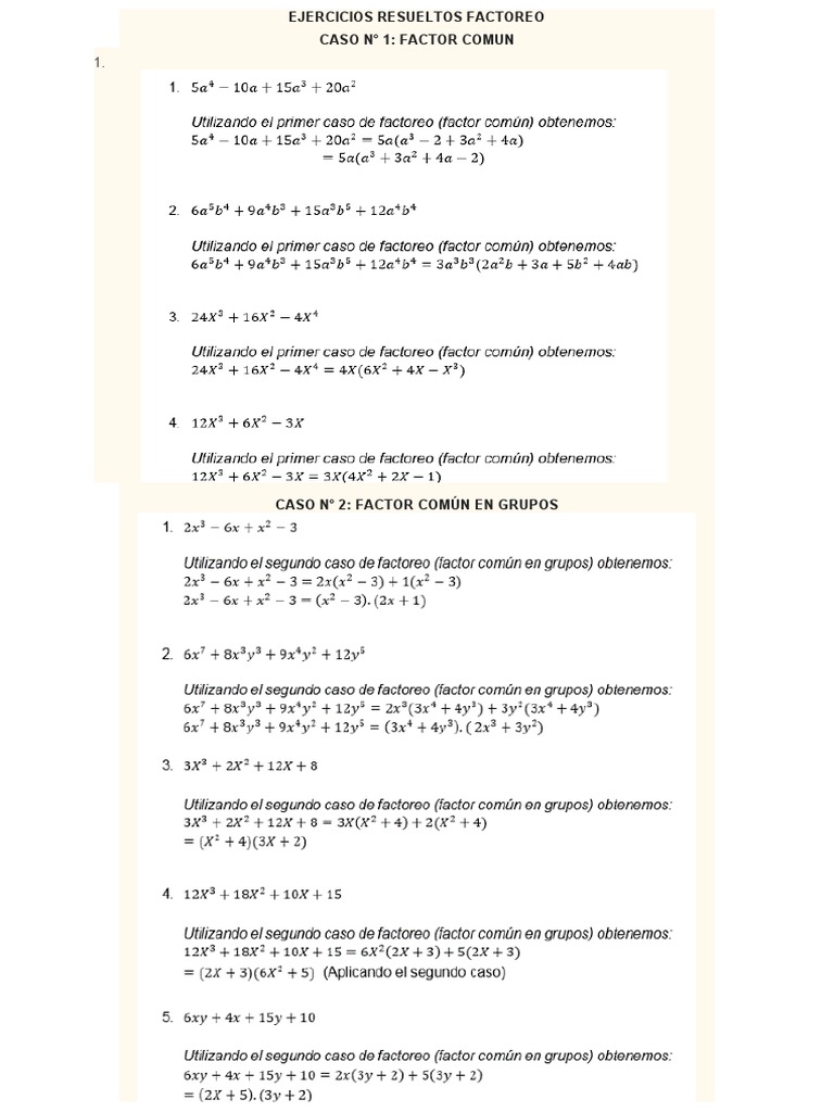 Ejercicios Resueltos Factoreo | PDF
