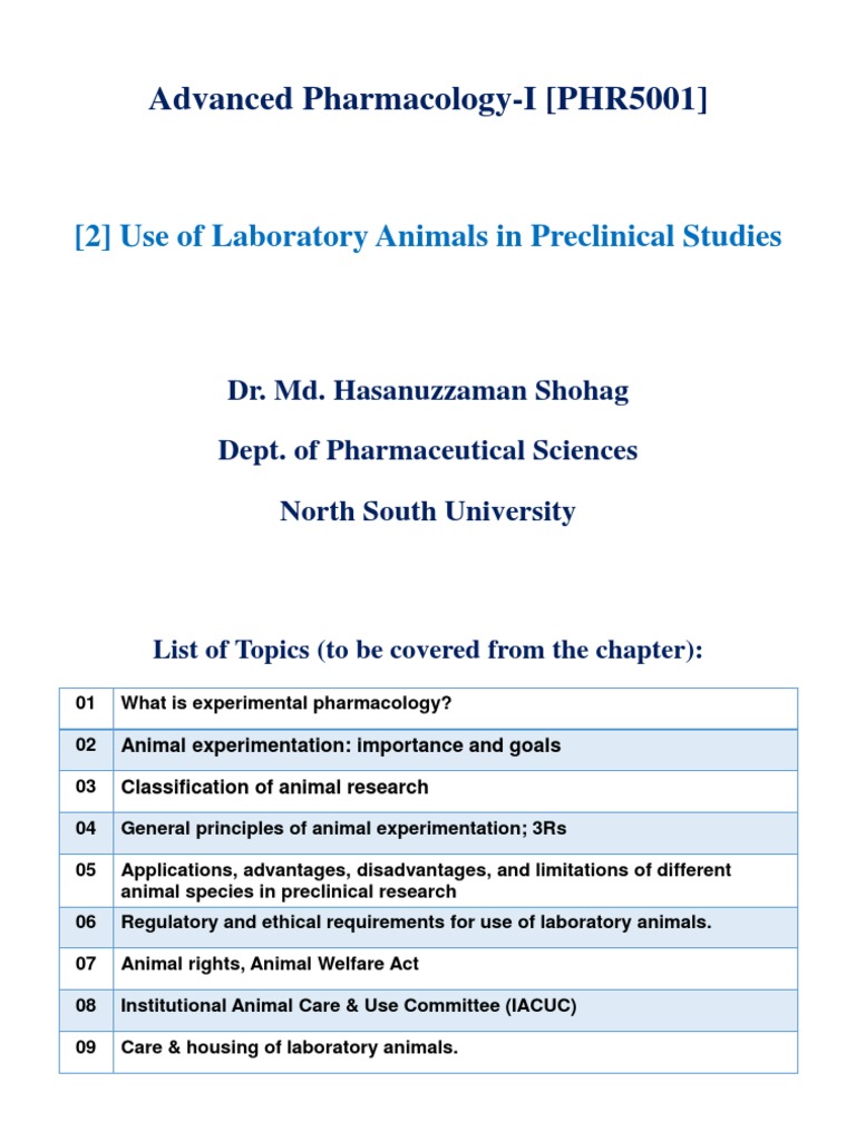 Use of Laboratory Animals in Preclinical Studies | PDF | Animal Testing ...