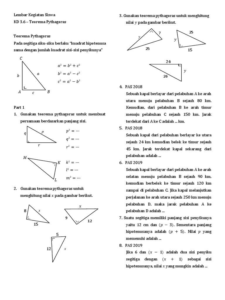 Modul Dan Latihan Soal Teorema Pythagora | PDF