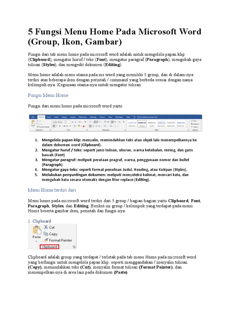 Fungsi Menu Home di Microsoft Word | PDF