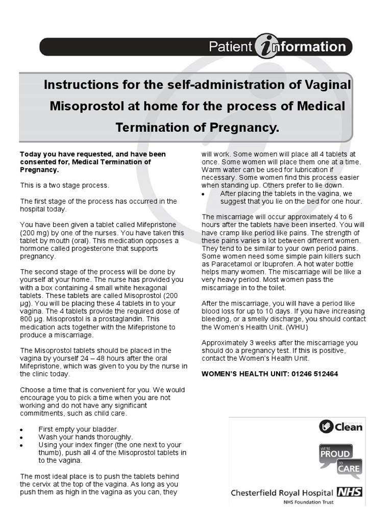 Misoprostol Home Administration Medical TOP PIL | PDF | Miscarriage | Drugs