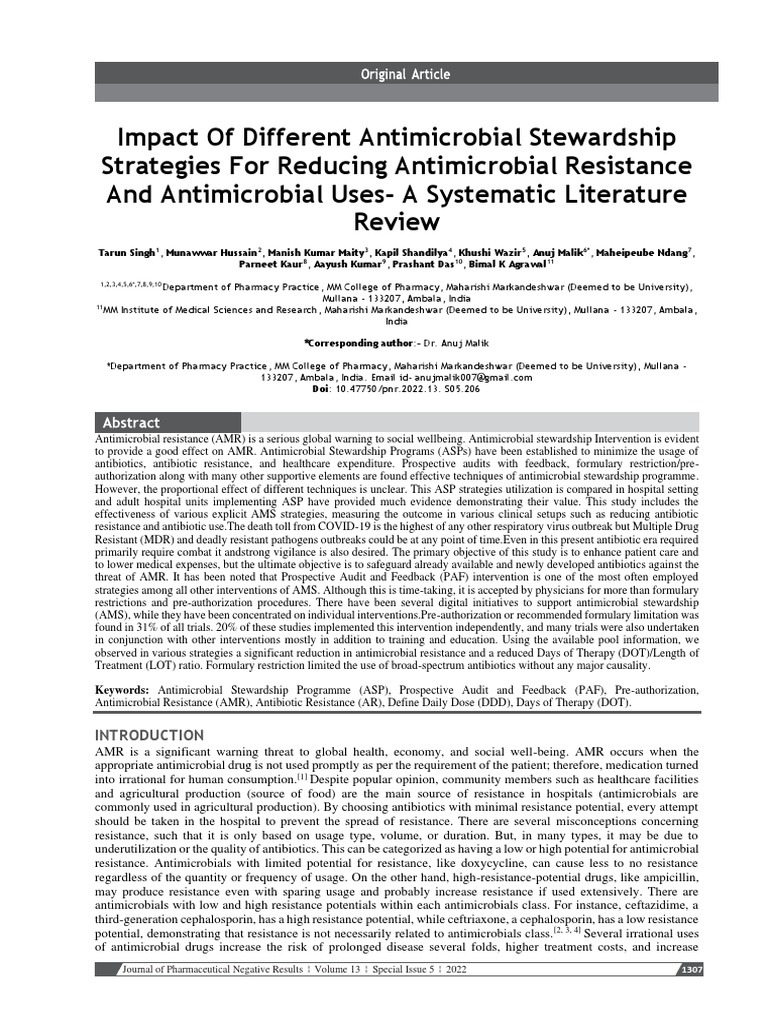 A Systematic Review of the Effectiveness of Different Antimicrobial Stewardship Strategies for ...