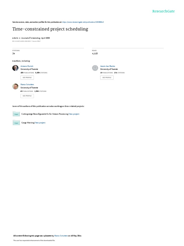 Time-Constrained Project Scheduling | PDF | Sampling (Statistics ... Time-Constrained Project Scheduling | PDF | Sampling (Statistics ...