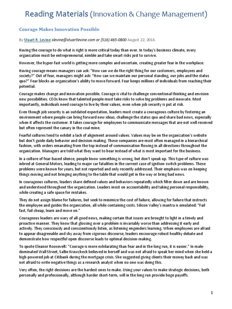 Innovation Change Management Articles tcm36-68774 | Download Free PDF ...