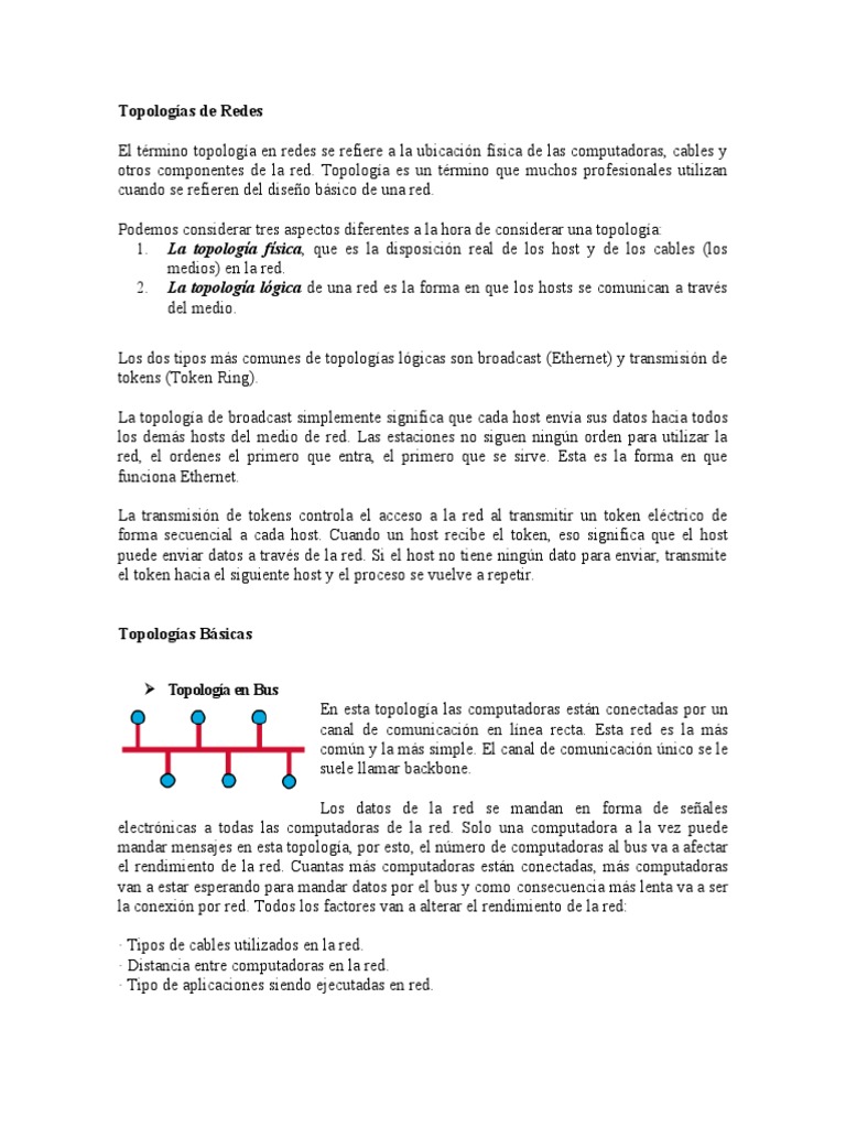 Topologías de Redes | PDF | Topología de la red | Red de computadoras