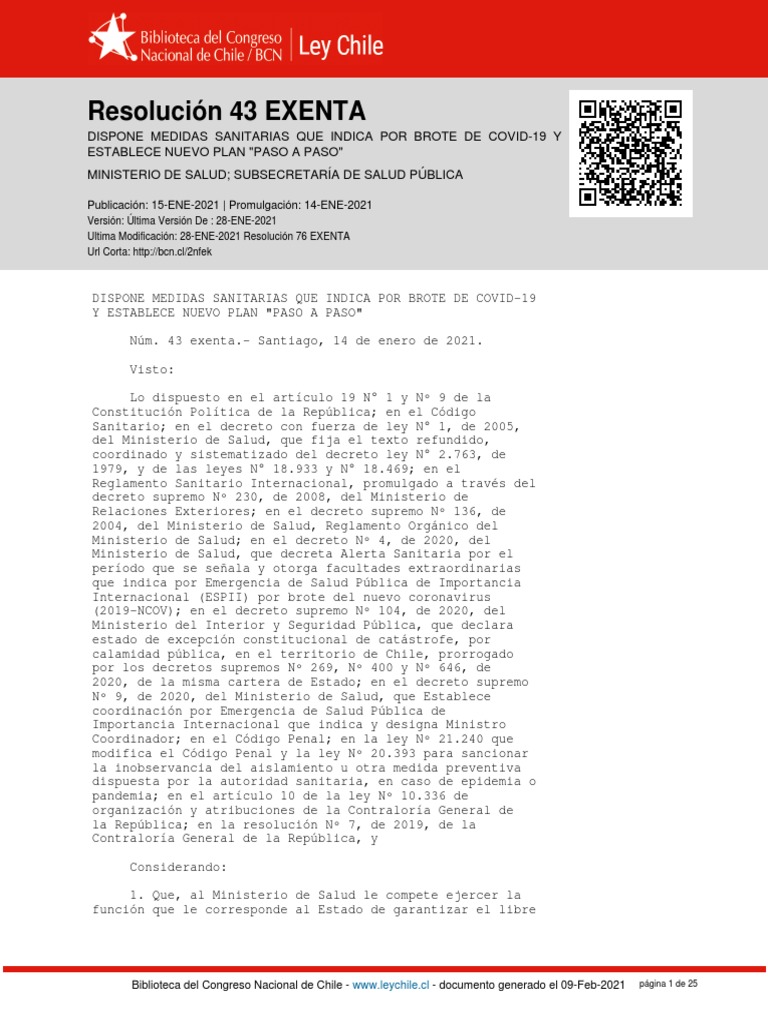 Resolucion 43 EXENTA - 15 ENE 2021 | PDF | Ministerio (Departamento de Gobierno) | Organización ...