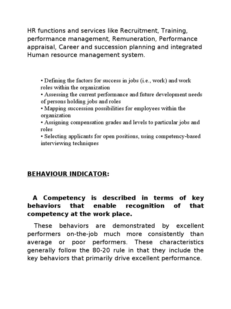 HR Functions and Services Like Recruitment | PDF | Competence (Human ...