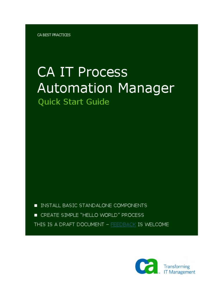 CA - ITPAM - Quick Start Guide | PDF | Installation (Computer Programs ...