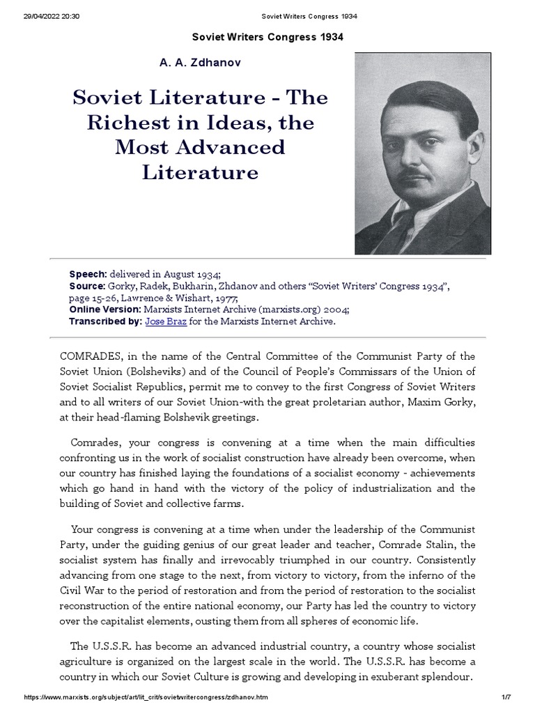 Soviet Writers Congress 1934 | PDF | Socialism | Soviet Union